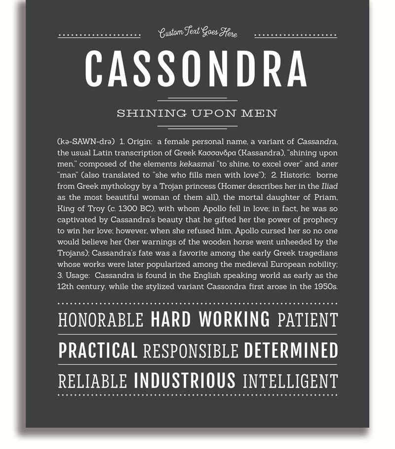 Cassondra Personalized Name Meaning Art Prints – Name Stories