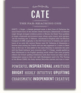 Cate Personalized Name Meaning Art Prints – Name Stories