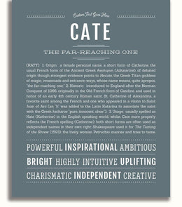 Cate Personalized Name Meaning Art Prints – Name Stories