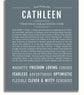 Cathleen Personalized Name Meaning Art Prints – Name Stories
