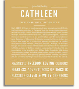 Cathleen Personalized Name Meaning Art Prints – Name Stories