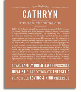 Cathryn Personalized Name Meaning Art Prints – Name Stories