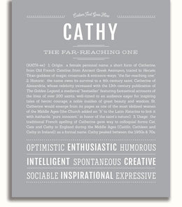 Cathy Personalized Name Meaning Art Prints – Name Stories