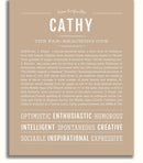 Cathy Personalized Name Meaning Art Prints – Name Stories