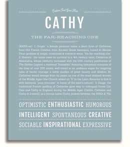 Cathy Personalized Name Meaning Art Prints – Name Stories