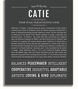 Catie Personalized Name Meaning Art Prints – Name Stories