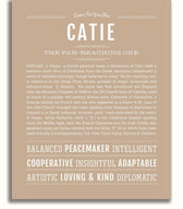 Catie Personalized Name Meaning Art Prints – Name Stories