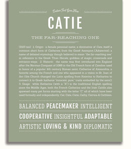 Catie Personalized Name Meaning Art Prints – Name Stories