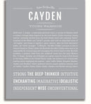 Cayden Personalized Name Meaning Art Prints – Name Stories