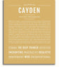 Cayden Personalized Name Meaning Art Prints – Name Stories