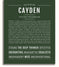 Cayden Personalized Name Meaning Art Prints – Name Stories