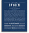Cayden Personalized Name Meaning Art Prints – Name Stories
