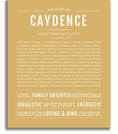 Caydence Personalized Name Meaning Art Prints – Name Stories