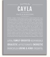 Cayla Personalized Name Meaning Art Prints – Name Stories