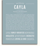 Cayla Personalized Name Meaning Art Prints – Name Stories