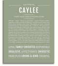 Caylee Personalized Name Meaning Art Prints – Name Stories