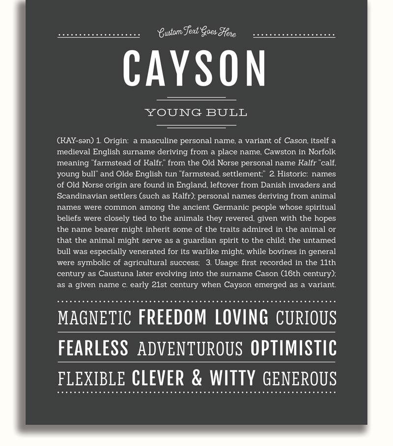 Cayson Personalized Name Meaning Art Prints – Name Stories