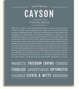 Cayson Personalized Name Meaning Art Prints – Name Stories