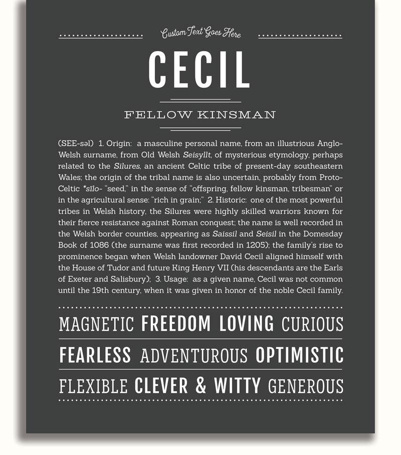 Cecil Personalized Name Meaning Art Prints – Name Stories