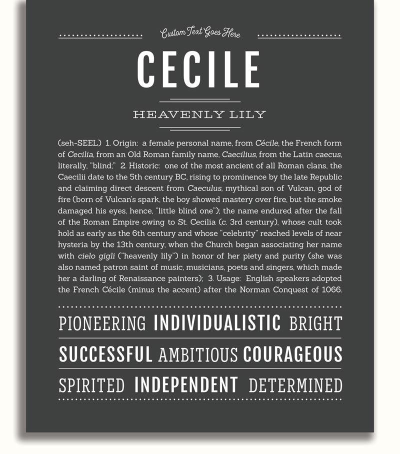Cecile Personalized Name Meaning Art Prints – Name Stories