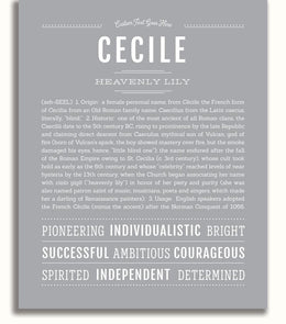Cecile Personalized Name Meaning Art Prints – Name Stories