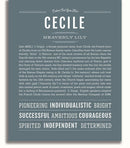 Cecile Personalized Name Meaning Art Prints – Name Stories