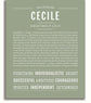 Cecile Personalized Name Meaning Art Prints – Name Stories