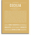 Cecilia Personalized Name Meaning Art Prints – Name Stories