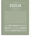 Cecilia Personalized Name Meaning Art Prints – Name Stories