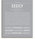 Cecily Personalized Name Meaning Art Prints – Name Stories