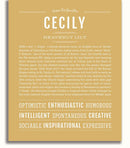 Cecily Personalized Name Meaning Art Prints – Name Stories