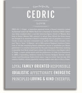 Cedric Personalized Name Meaning Art Prints – Name Stories