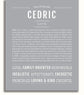 Cedric Personalized Name Meaning Art Prints – Name Stories
