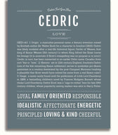 Cedric Personalized Name Meaning Art Prints – Name Stories