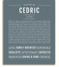 Cedric Personalized Name Meaning Art Prints – Name Stories