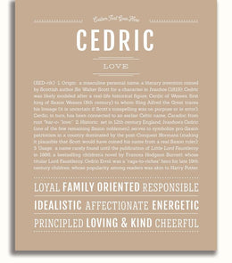 Cedric Personalized Name Meaning Art Prints – Name Stories