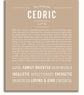 Cedric Personalized Name Meaning Art Prints – Name Stories