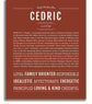Cedric Personalized Name Meaning Art Prints – Name Stories
