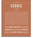 Cedric Personalized Name Meaning Art Prints – Name Stories