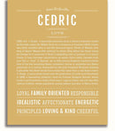 Cedric Personalized Name Meaning Art Prints – Name Stories
