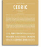 Cedric Personalized Name Meaning Art Prints – Name Stories