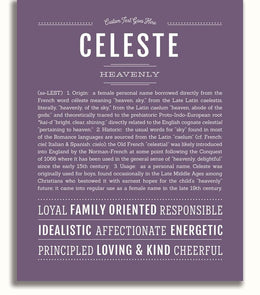 Celeste Personalized Name Meaning Art Prints – Name Stories