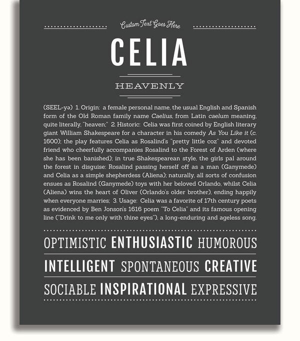 Celia | Name Art Print - Personalized Custom Gifts – Name Stories