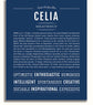 Celia Personalized Name Meaning Art Prints – Name Stories