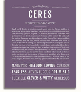 Ceres Personalized Name Meaning Art Prints – Name Stories