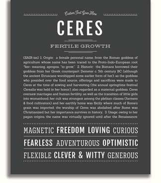 Ceres Personalized Name Meaning Art Prints – Name Stories