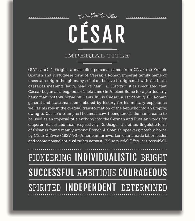 Cesar Personalized Name Meaning Art Prints – Name Stories