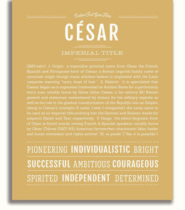 Cesar Personalized Name Meaning Art Prints – Name Stories