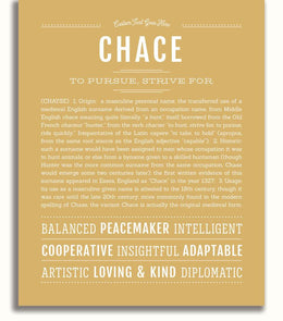 Chace Personalized Name Meaning Art Prints – Name Stories