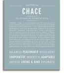 Chace Personalized Name Meaning Art Prints – Name Stories